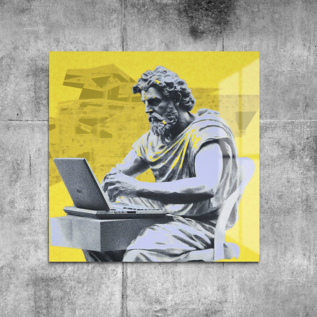 Risograph Style Greek Philosopher Glass Print Wall Art Housewarming ...