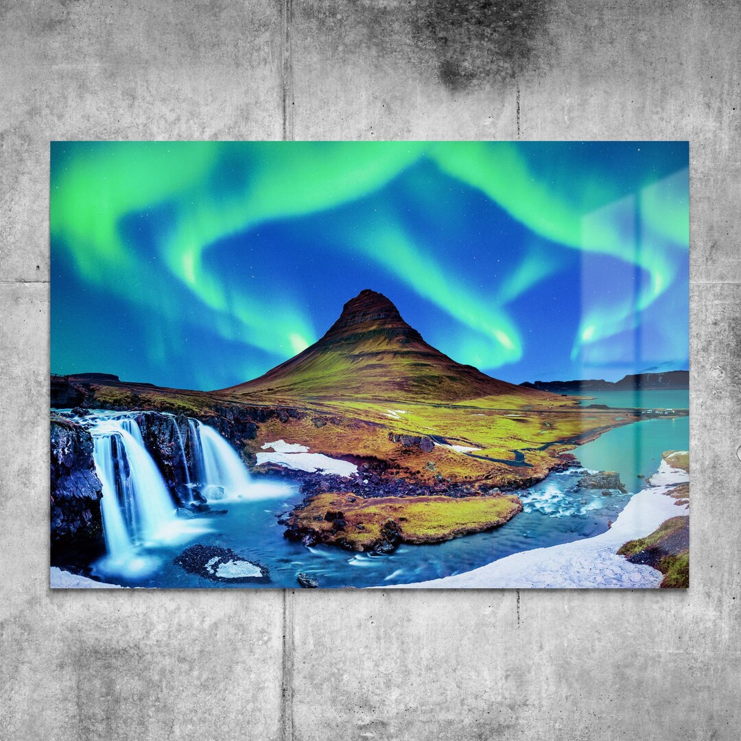 Tempered Glass Iceland Northern Lights Print Wall Art Housewarming Gift ...