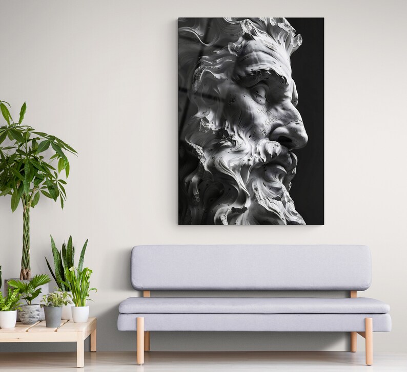 Tempered Glass Statue of Zeus Wall Art Housewarming Gift, Modern Glass ...