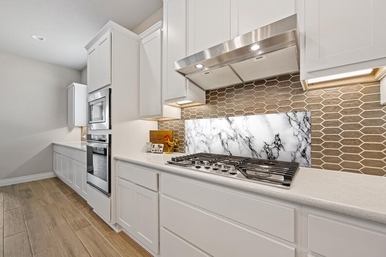 Marble Kitchen Backsplash, Stove Back Cover, Tempered Glass Stove ...