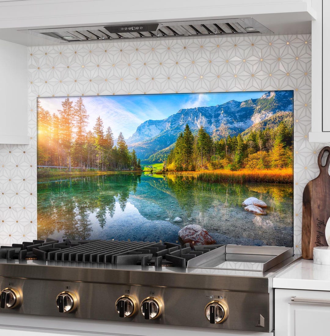 Kitchen Backsplash, Stove Back Cover, Tempered Glass Stove Backsplash ...
