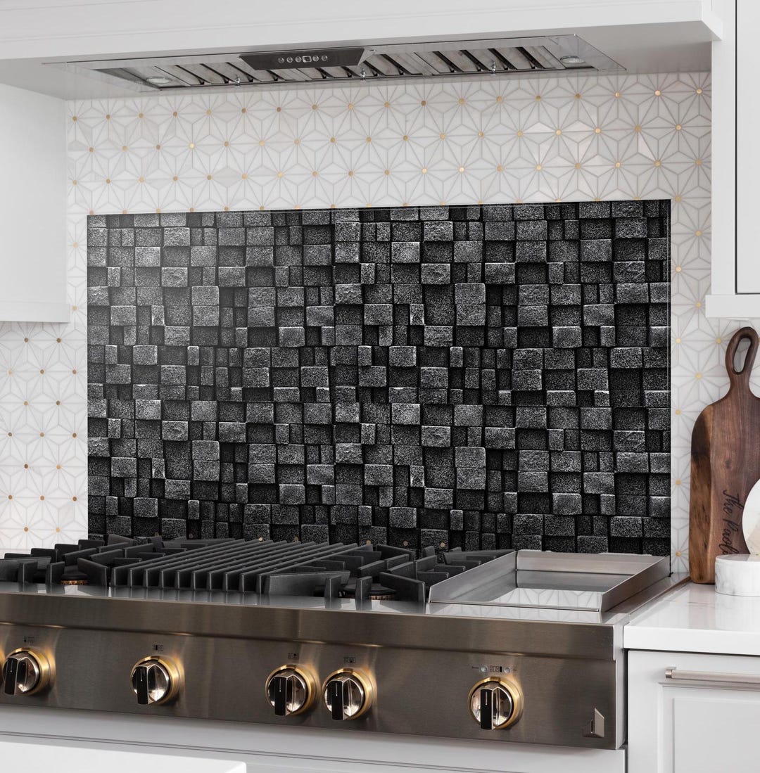 Kitchen Backsplash, Stove Back Cover, Tempered Glass Stove Backsplash ...