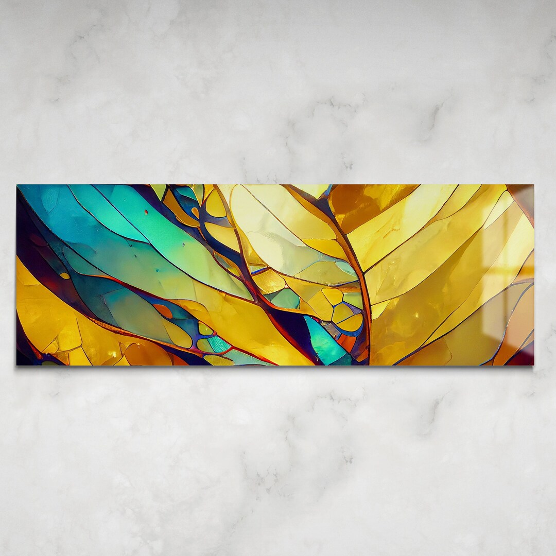 Abstract Stained Glass Print Wall Art Ready to Hang House Warming Gift ...