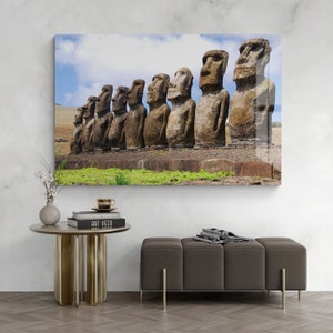 Eastern Island Moai Monuments Glass Print Wall Art House Warming Gift ...