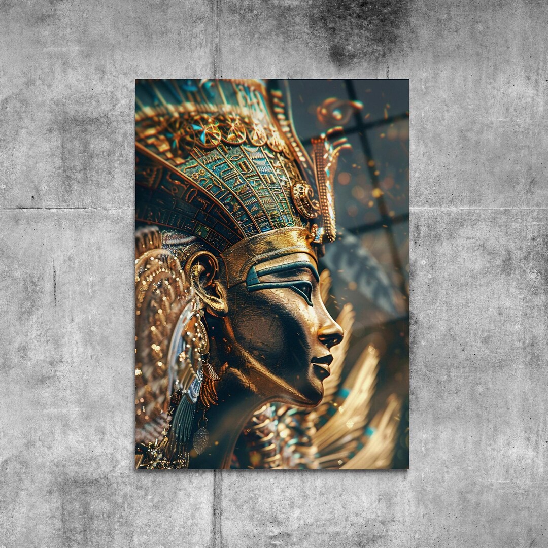 Tempered Glass Egypt Pharaoh Wall Art Housewarming Gift, Modern Glass ...