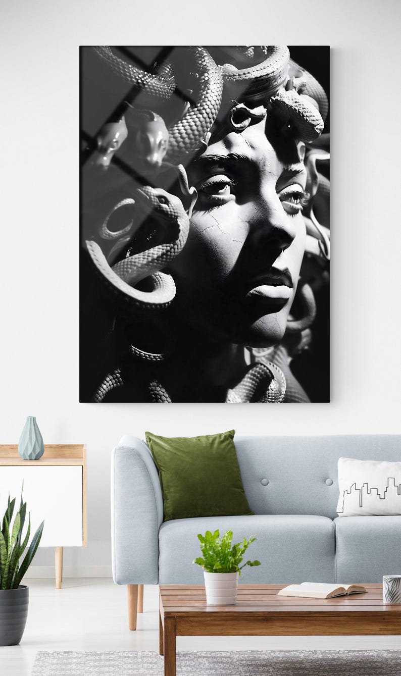 Tempered Glass Statue of Medusa Wall Art Wall Hanging Housewarming Gift ...