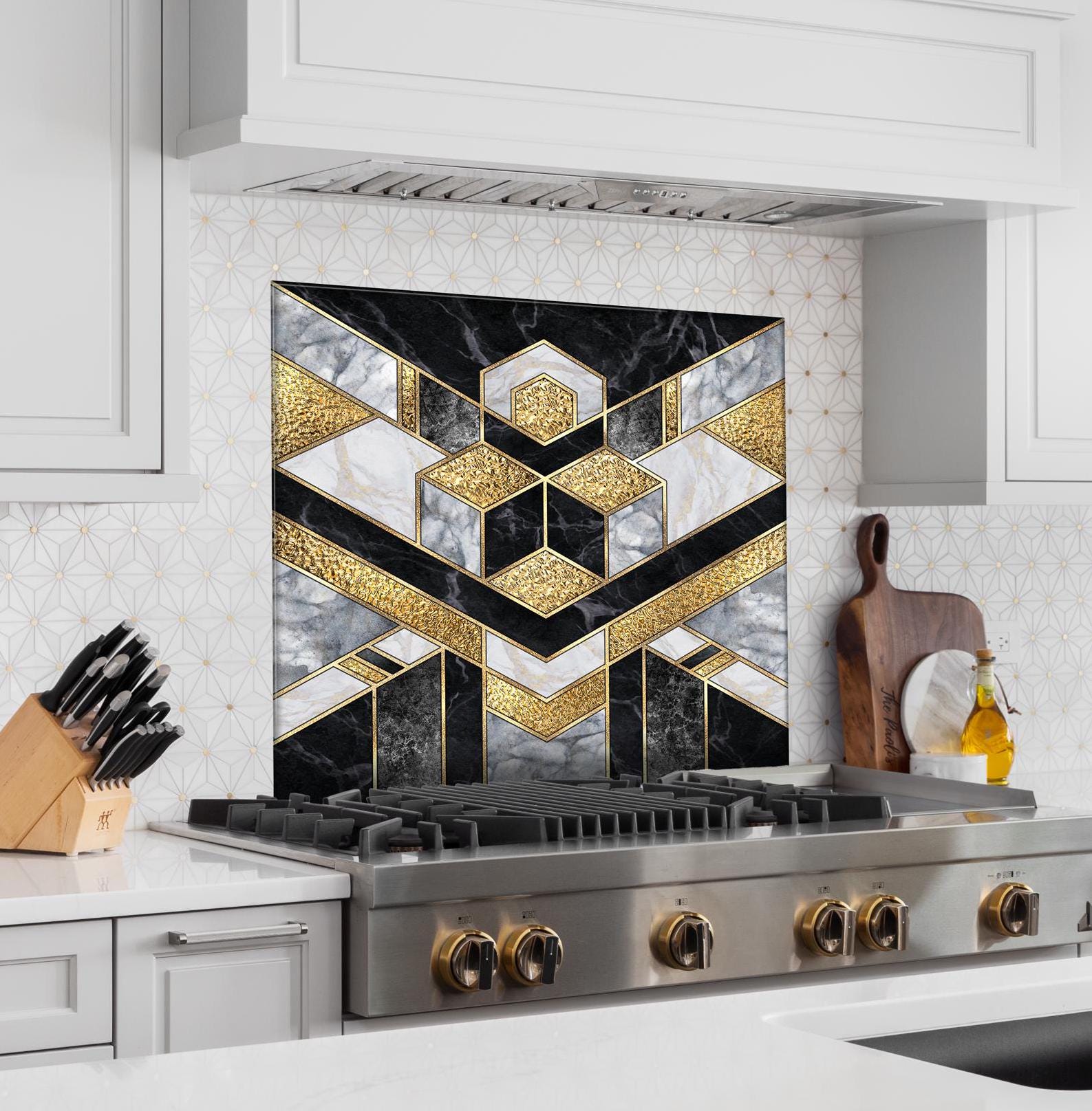Kitchen Backsplash, Stove Back Cover, Tempered Glass Stove Backsplash ...