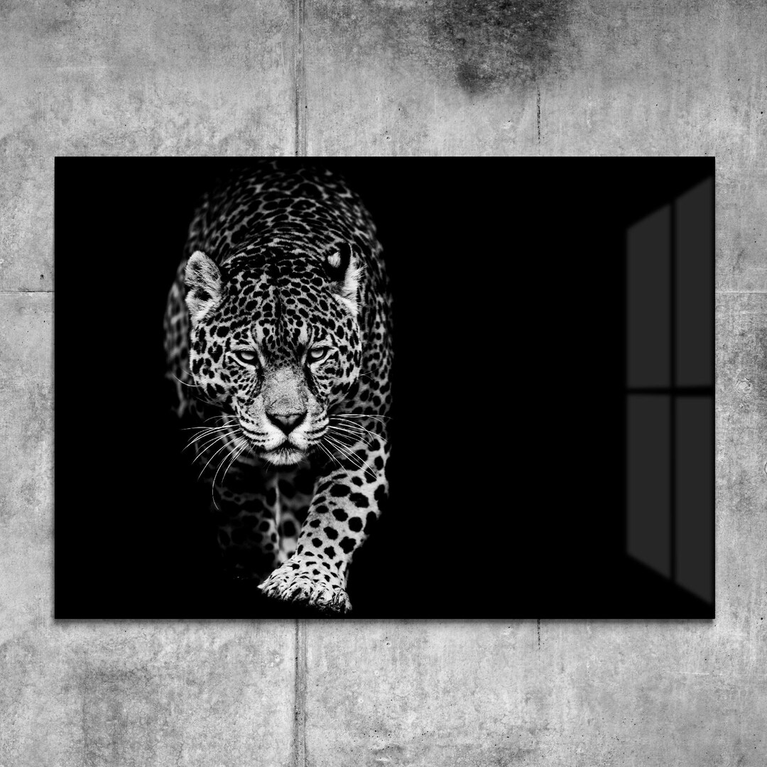 Tempered Glass Leopard Wall Art-housewarming Gift-modern Glass Art ...
