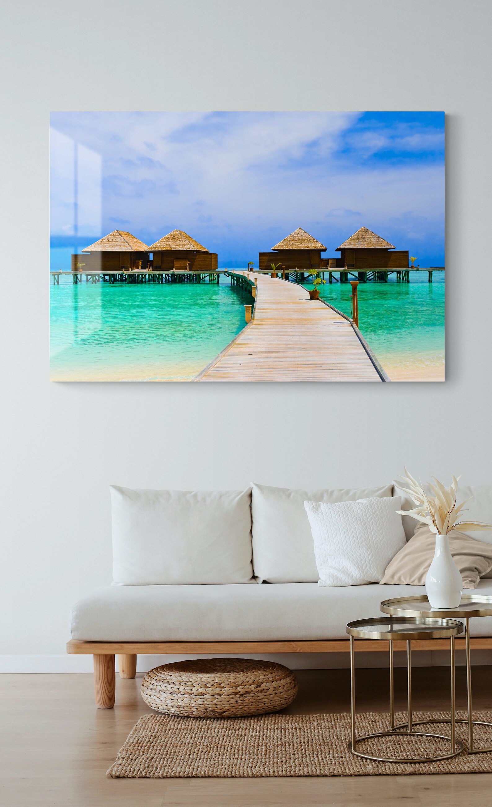 Maldives, Tropical Glass Print Wall Art House Warming Gift Modern Glass ...