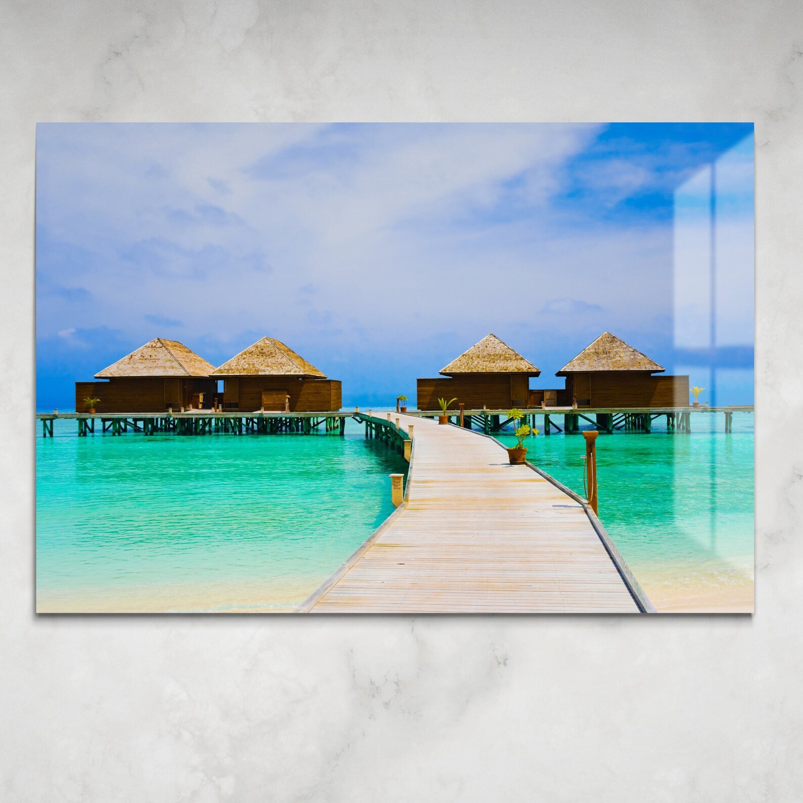 Maldives, Tropical Glass Print Wall Art House Warming Gift Modern Glass ...
