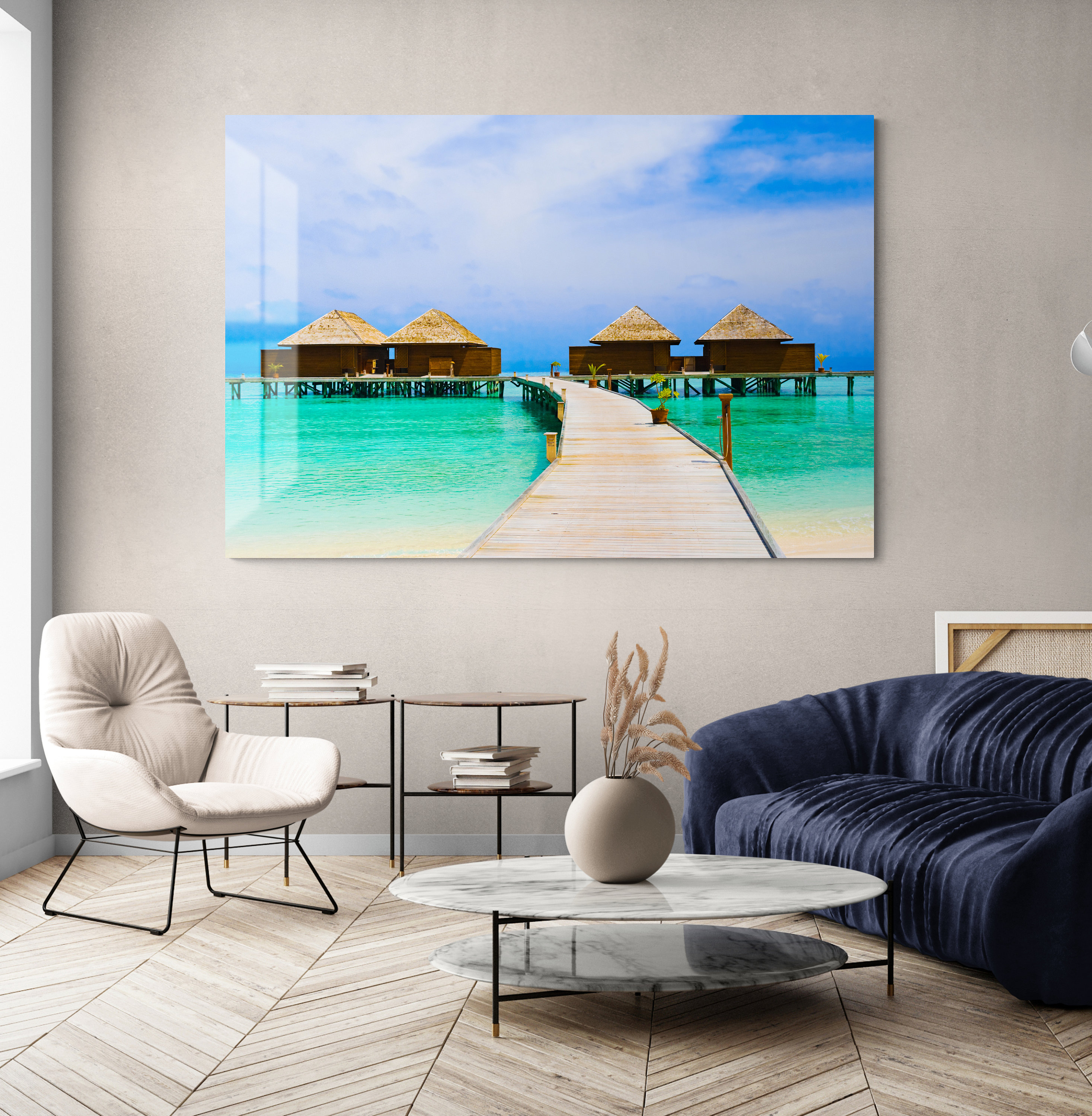 Maldives, Tropical Glass Print Wall Art House Warming Gift Modern Glass ...