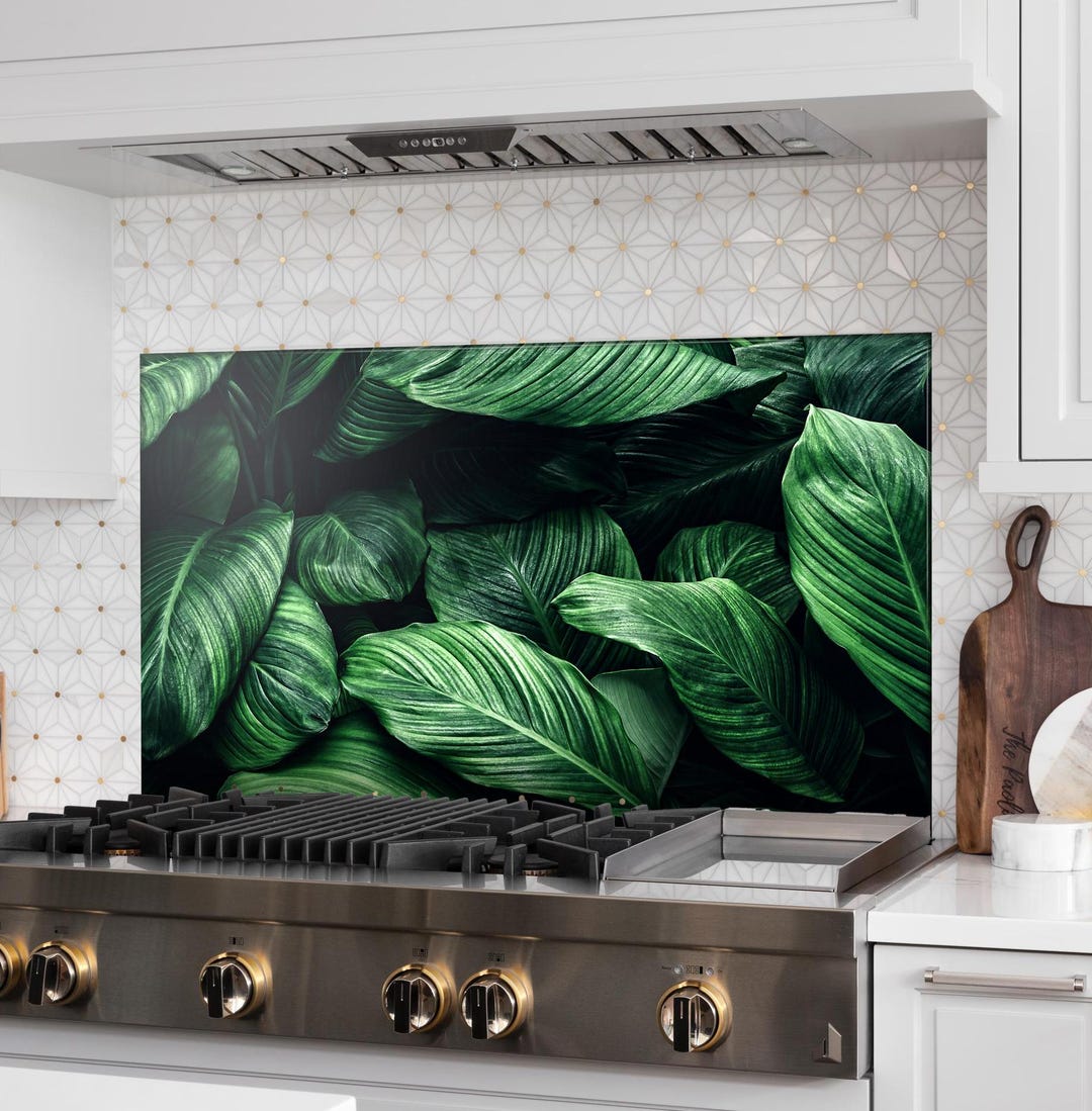 Tropical Leaves Stove Back Top Cover-kitchen Sink Splash Guard-kitchen ...