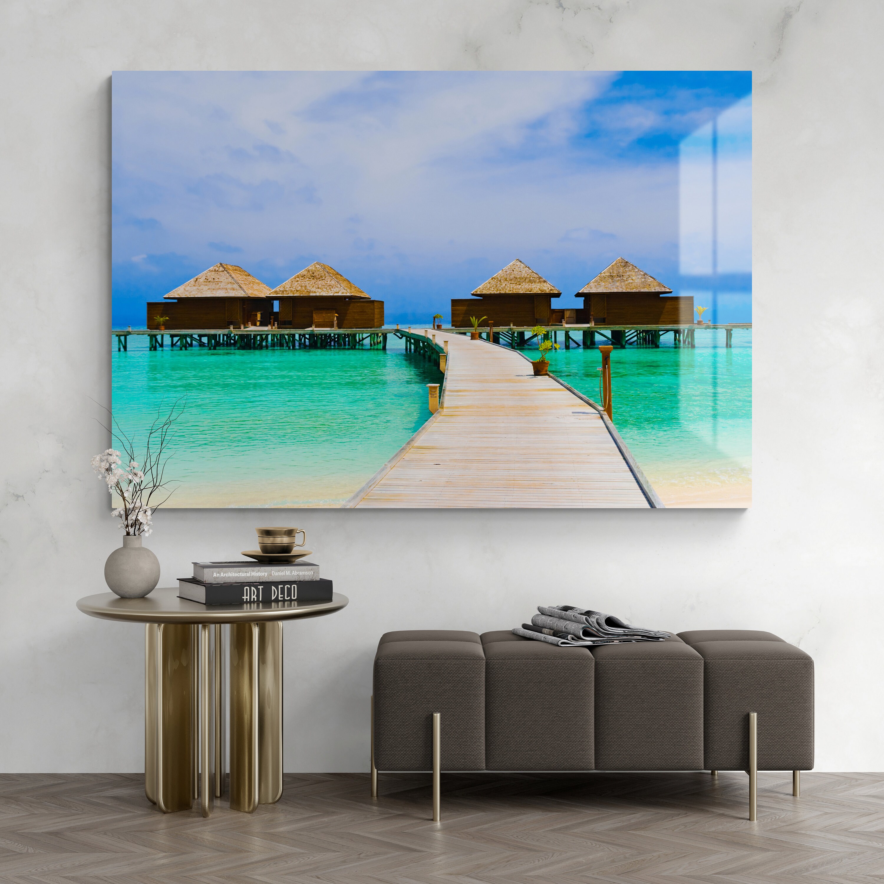 Maldives, Tropical Glass Print Wall Art House Warming Gift Modern Glass ...