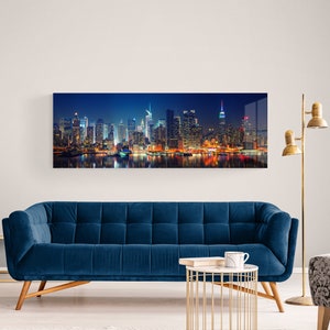 Tempered Glass New York Skyline Print Wall Art Housewarming Gift Modern ...