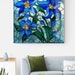 Tempered Stained Glass Blue Flowers Print Wall Art-housewarming Gift ...