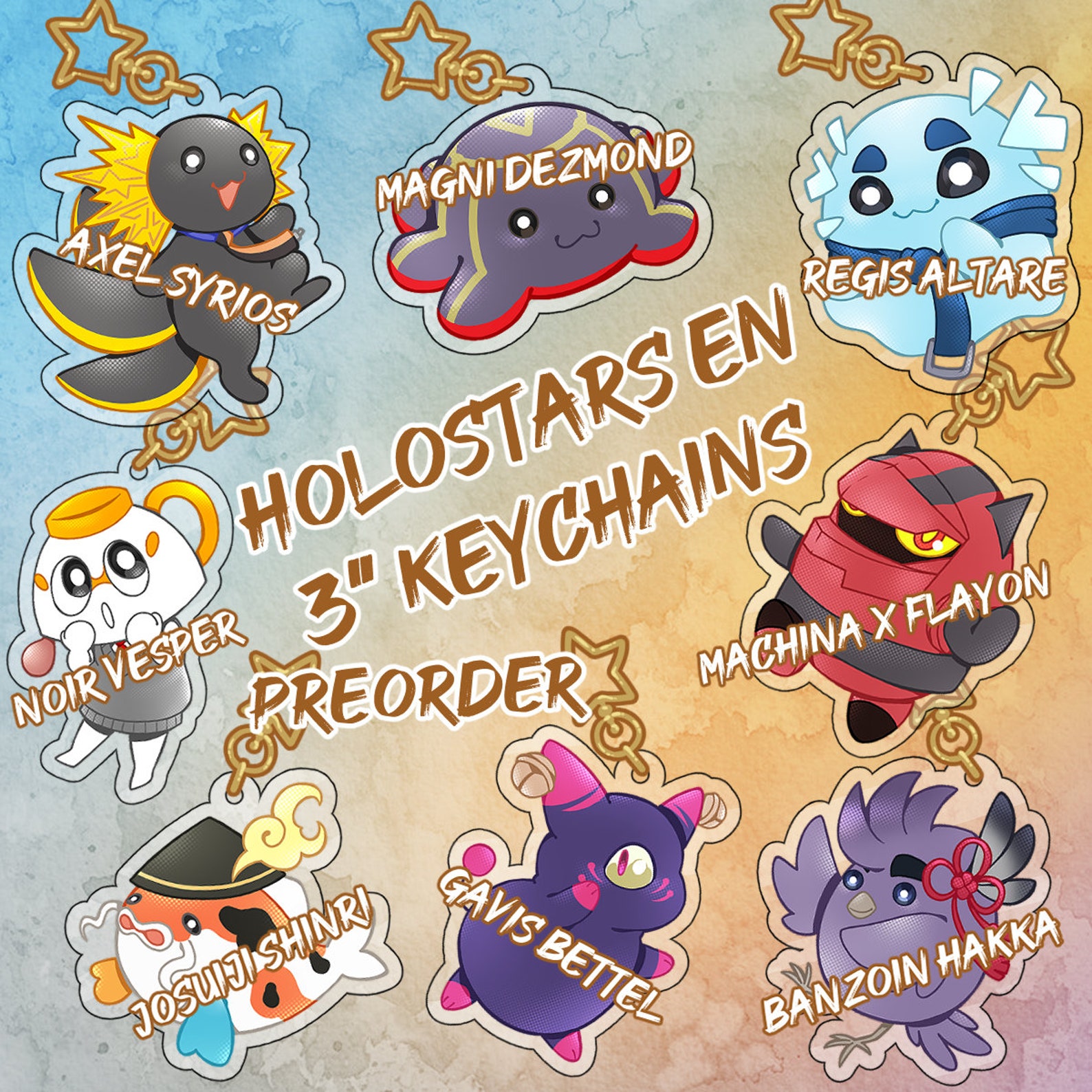 Holo Stars EN Mascot 3" Epoxy Acrylic Keychains - Etsy