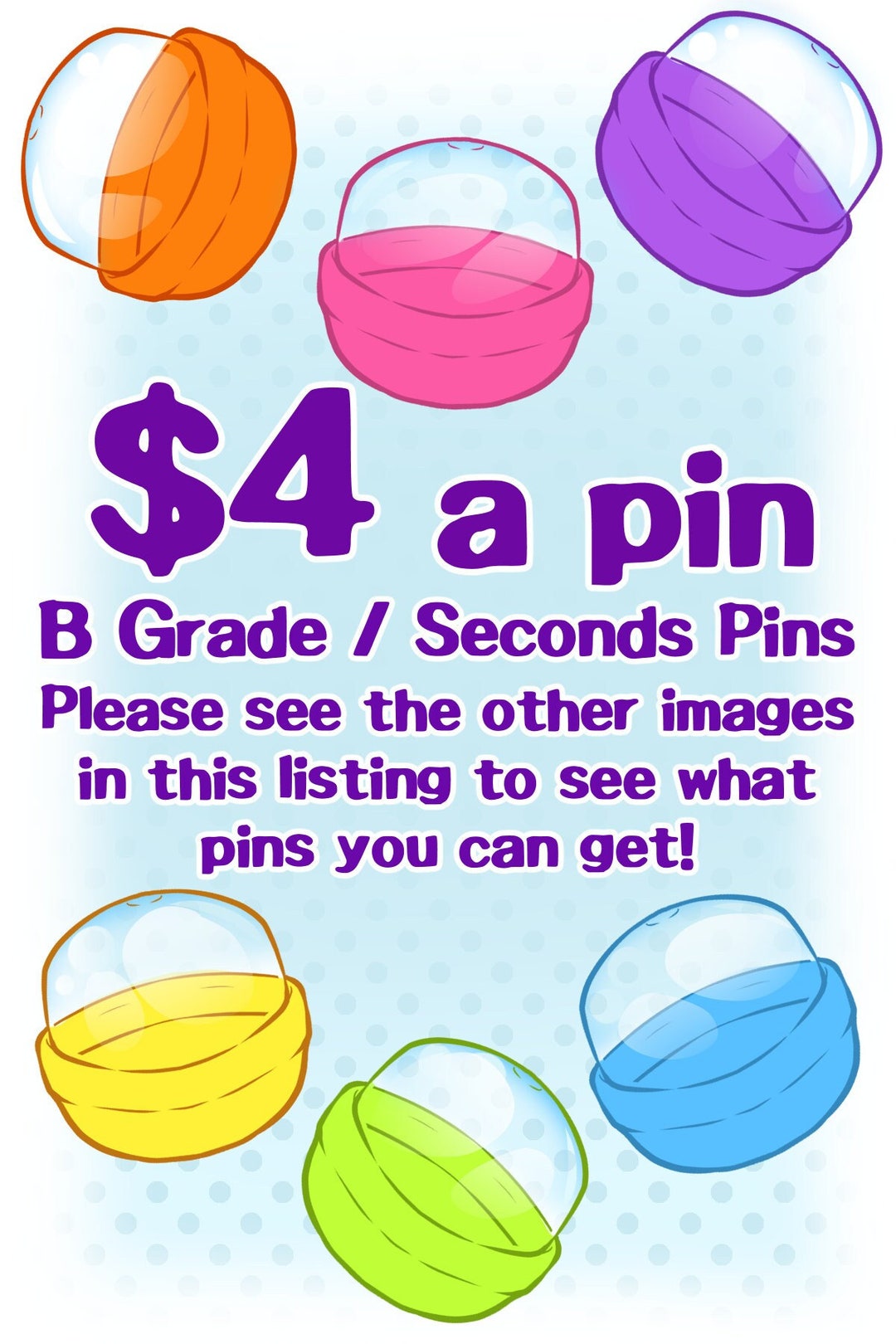 Gachapon Random Enamel Pin 1.5" B Grade - Etsy