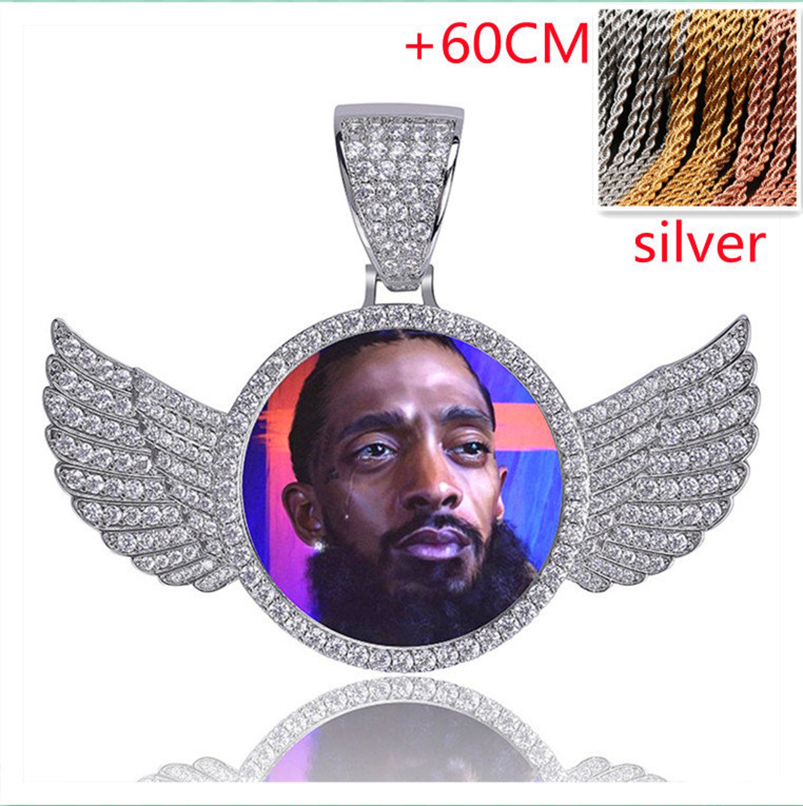Custom Photo Angel Wings Round Pendant and Memory Pendant Necklace - Etsy