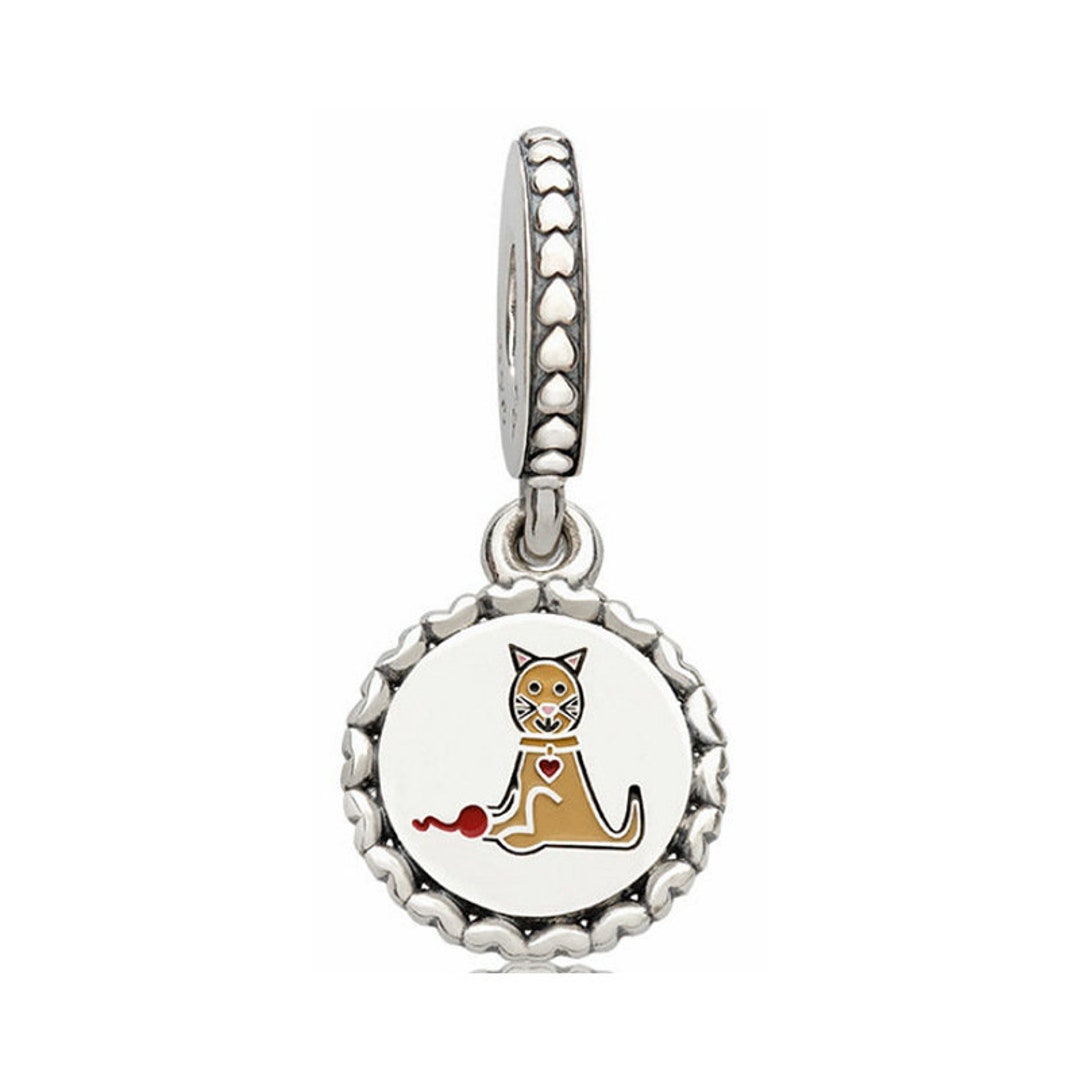 Sterling Silver Cat Stick Figure Dangle Charm - Etsy