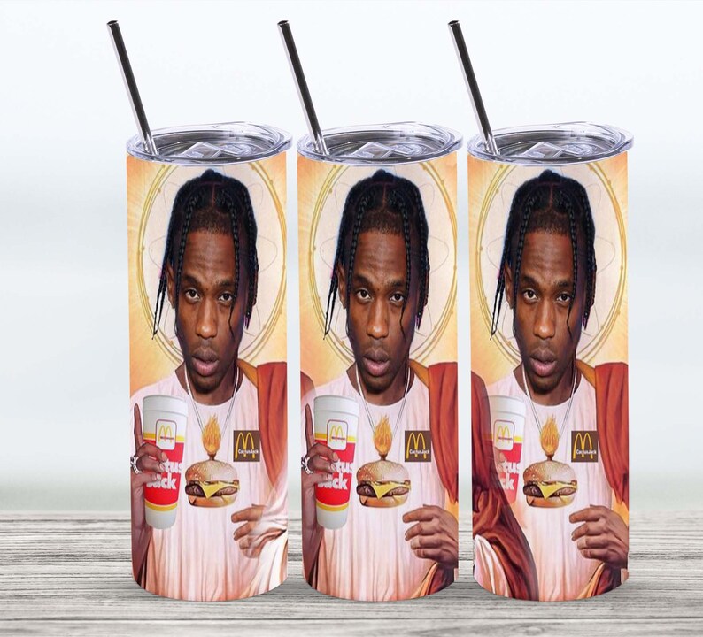 Saint Travis Scott Tumbler 20 Oz Skinny Stitch Tumbler Sublimation ...