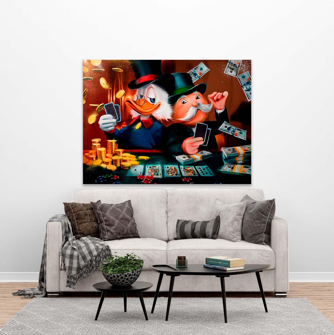 Monopoly Man and Rich Duck Playing Poker, Monopoly Artr Wall, Duck and ...