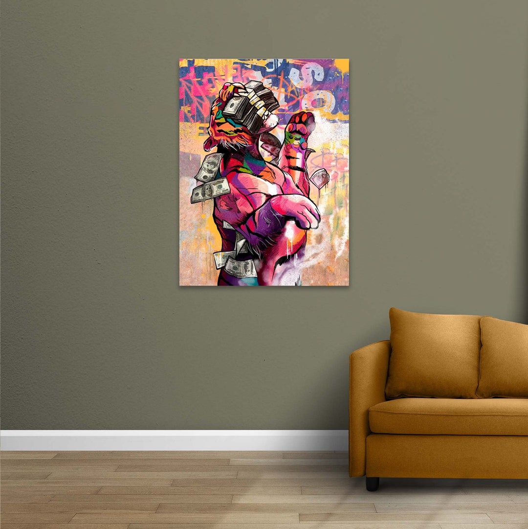 Tiger With Money Poster, Money Poster, Street Art Tiger Money Flow ...