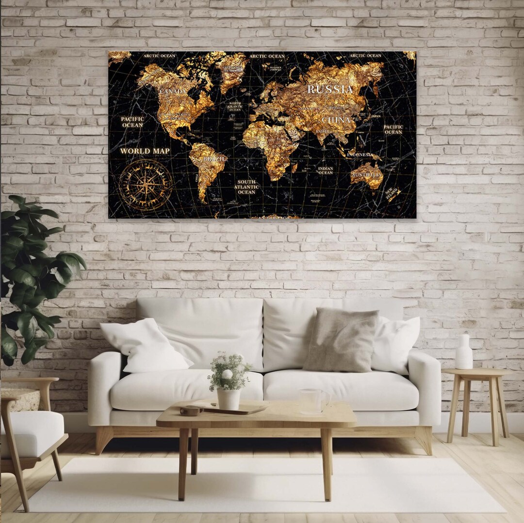 World Map Canvas Print, Earth Map, Surreal World Map Canvas Art ...
