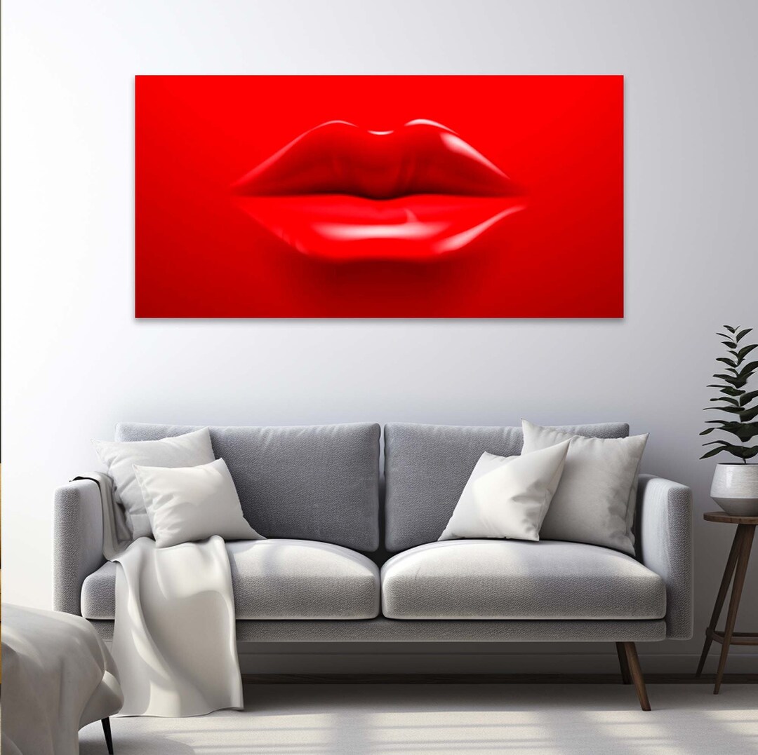Fashion Red Lips Woman Canvas, Lips Woman Wall Art, Red Lips Wall Decor ...