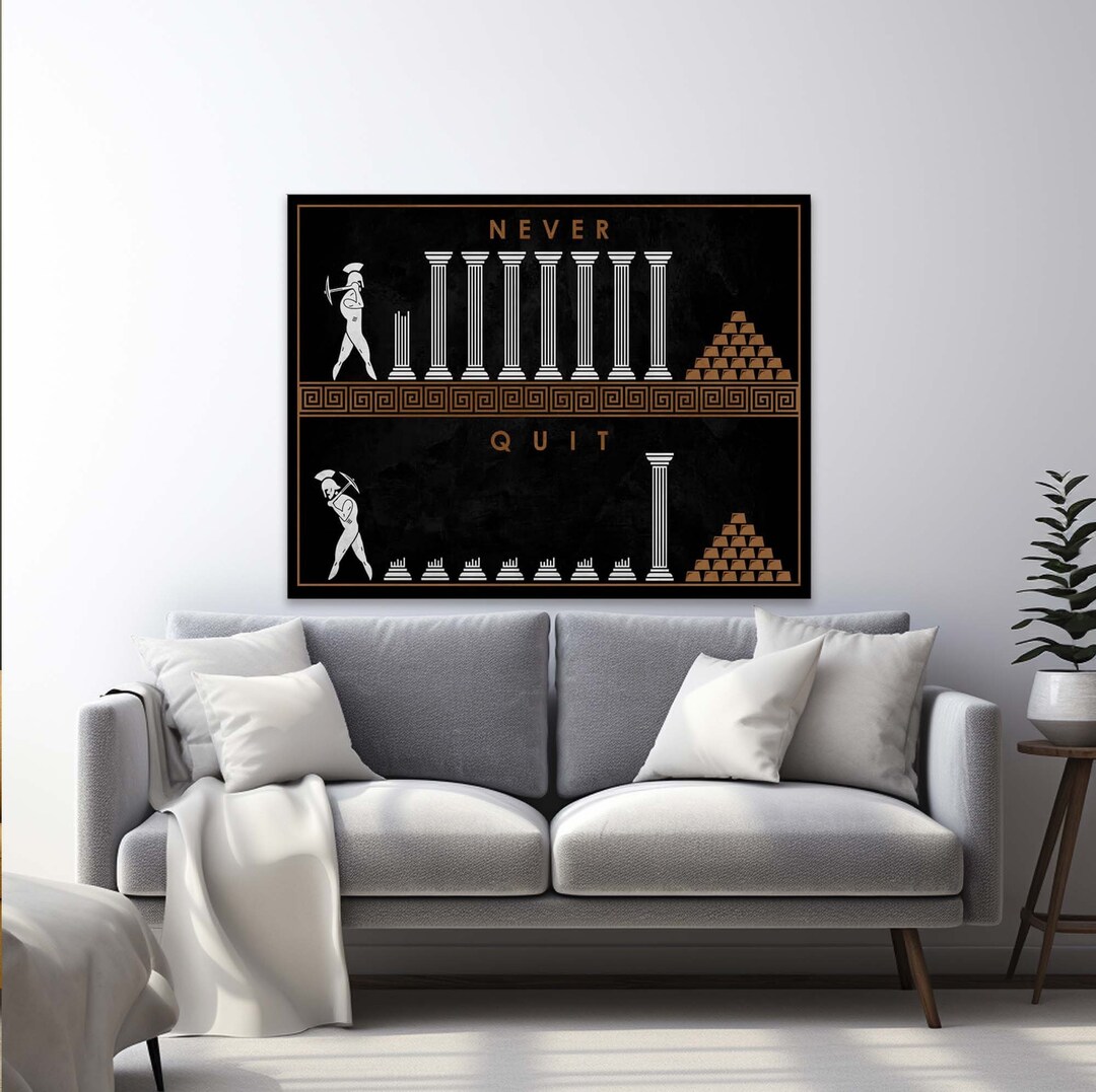 Modern Wall Art, Never Quit Poster, Office Wall Decor, Motivational ...