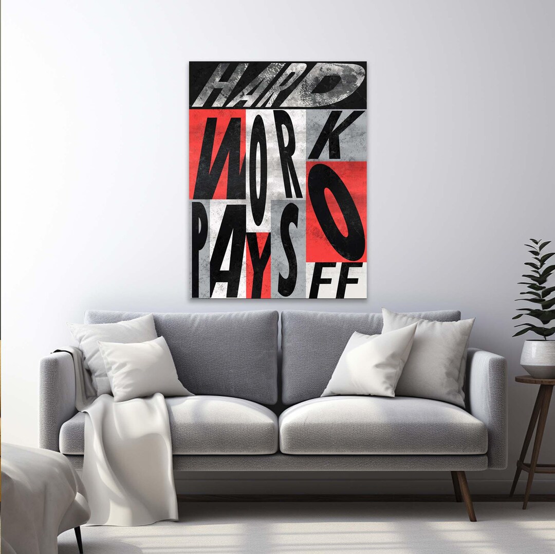 Hard Work Wall Art, Hard Work Canvas, Quote Poster Office Decor, Large ...