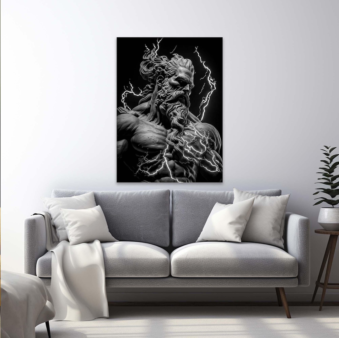 Zeus and Thunderbolt Canvas, God of Thunder Poster, Greek Mythology ...