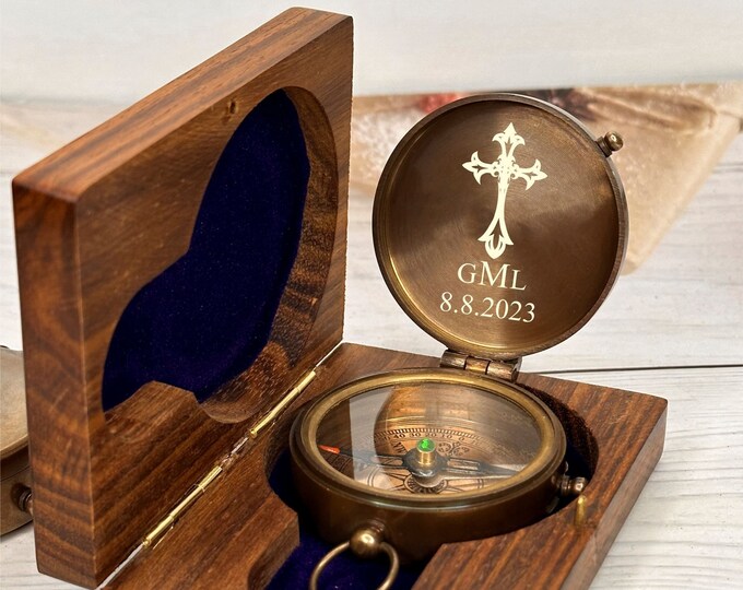 Baptism Compass, First Holy Communion Compass, Engraved Compass for ...