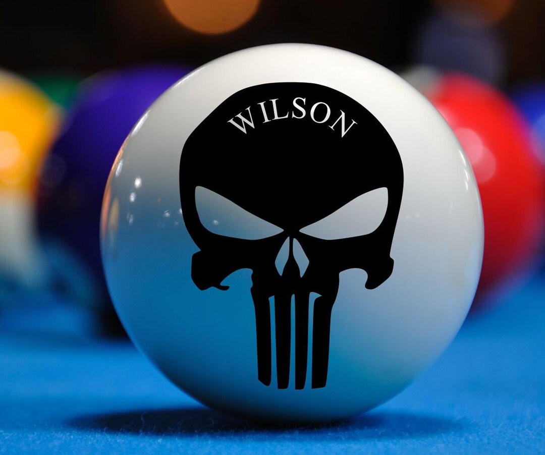 Skeleton Design Billiard Cue Ball, Personalized Cue Ball, Skull Cue ...
