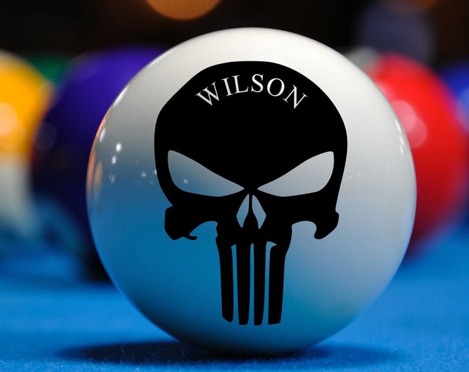 Skeleton Design Billiard Cue Ball, Personalized Cue Ball, Skull Cue ...