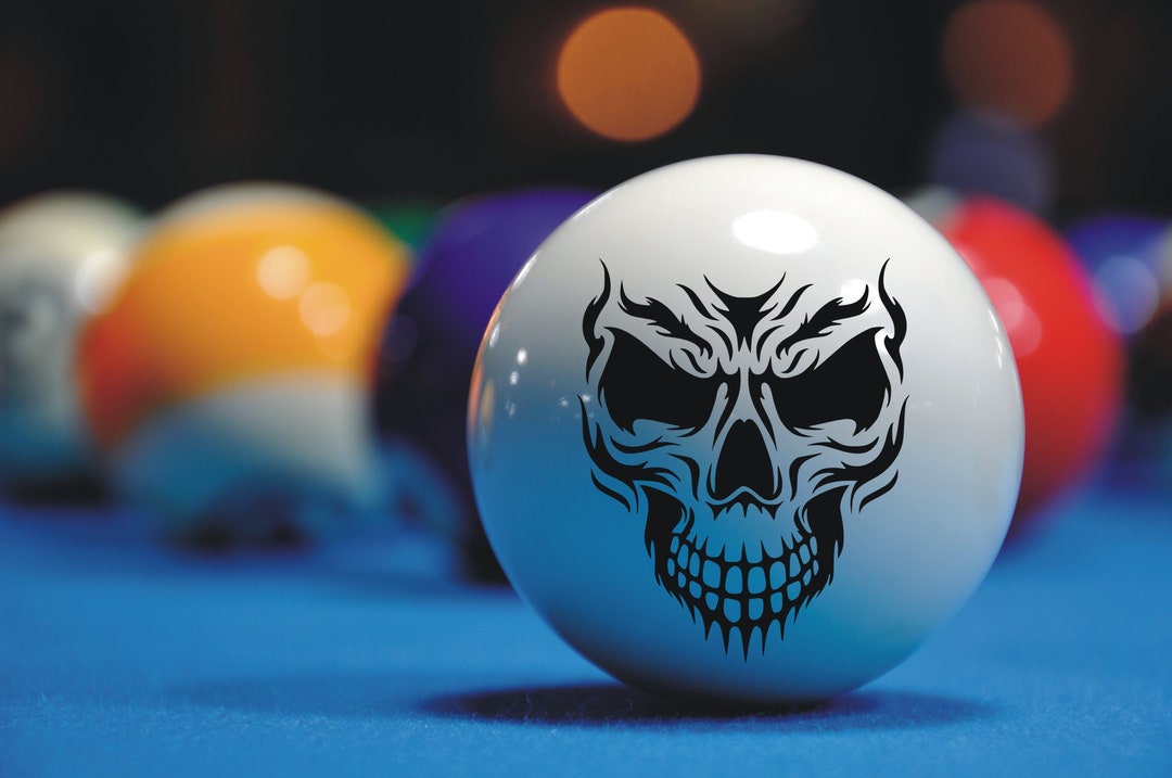 Skull Engraved Design Billiards Cue, Personalized Cue Ball, Birthday ...