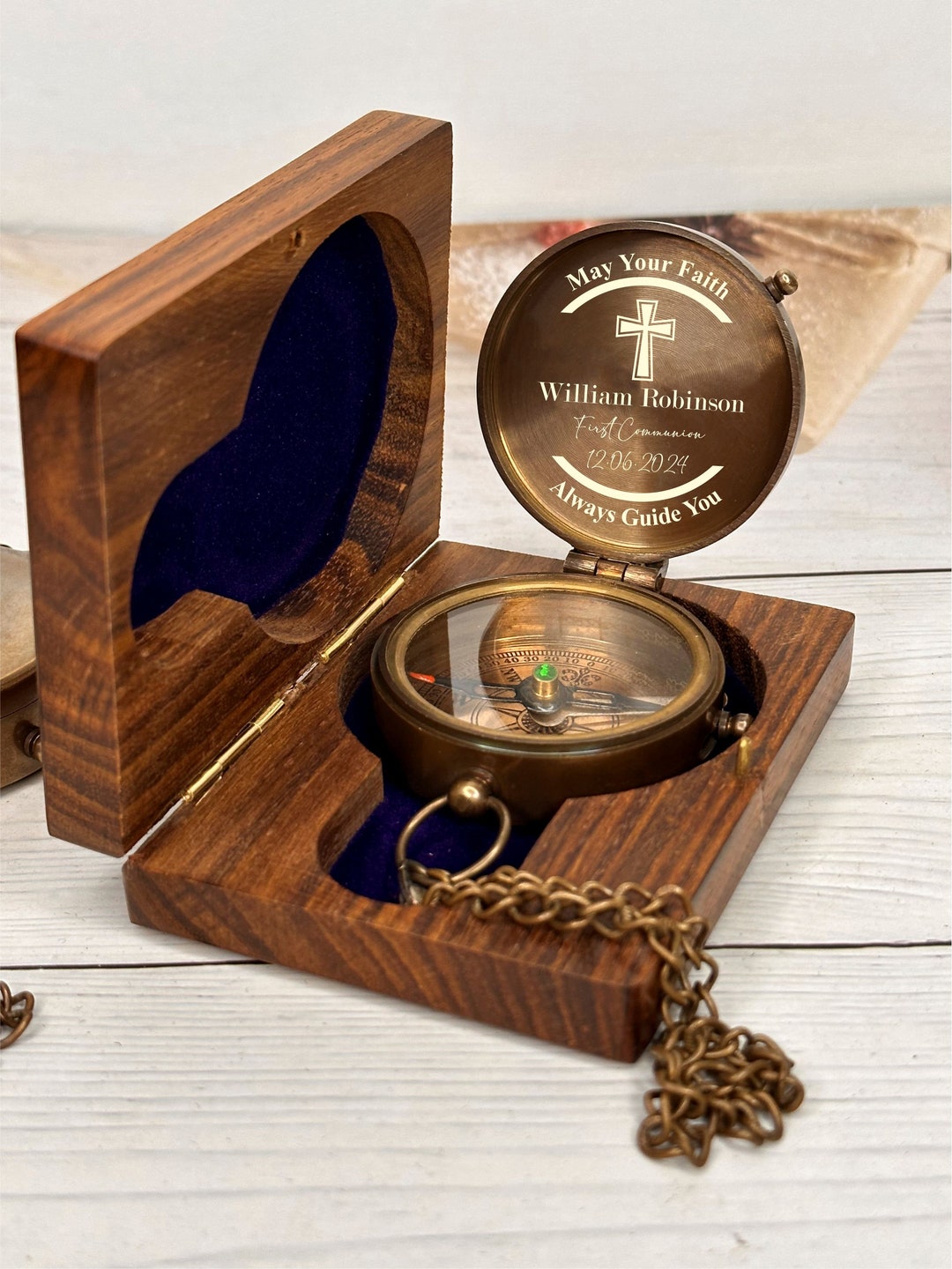 Baptism Gift Boy, Engraved Compass, First Communion Present, Keepsake ...