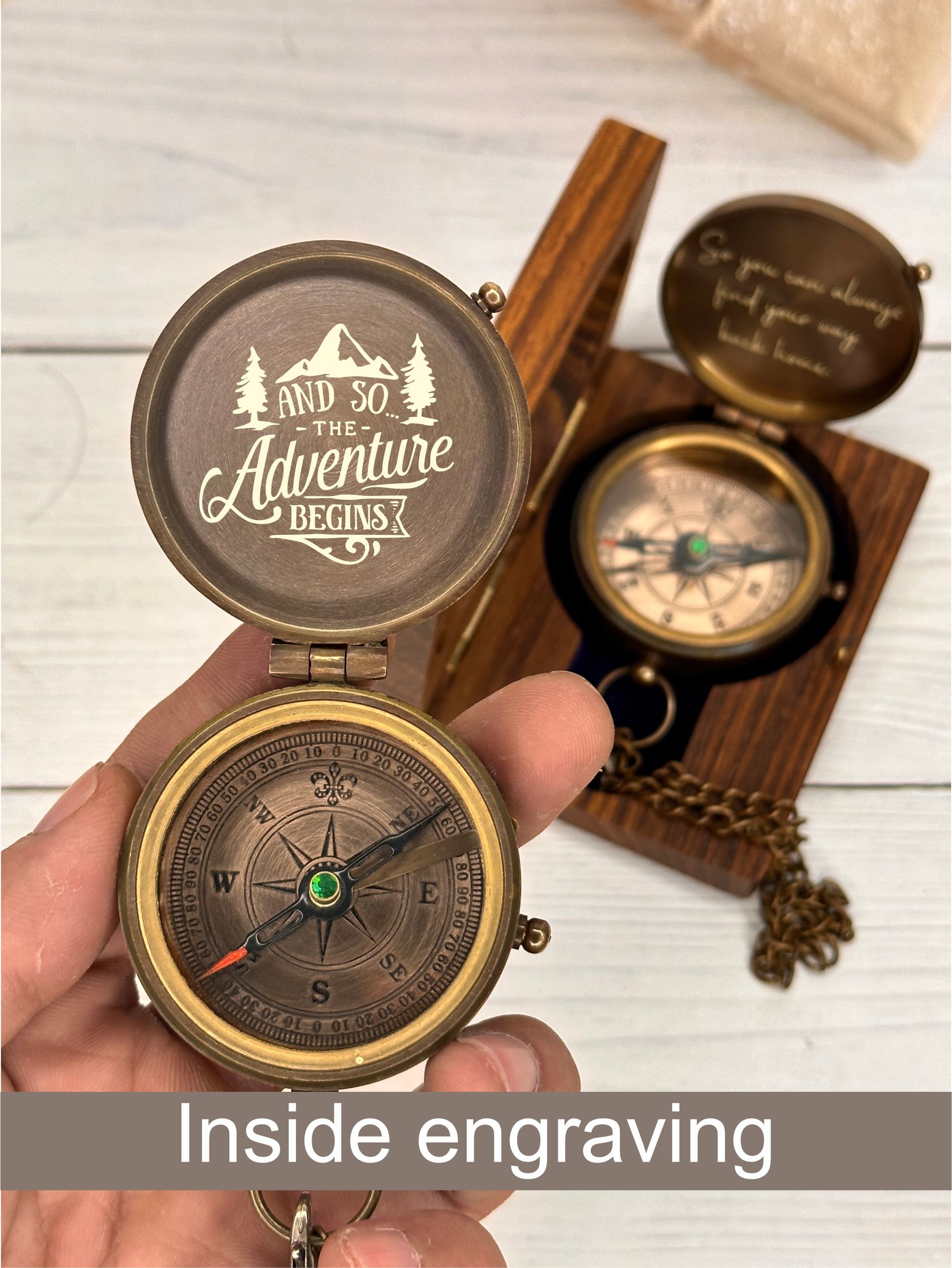 Personalized Working Brass Compass, Adventure Gift, Anniversary Gift ...