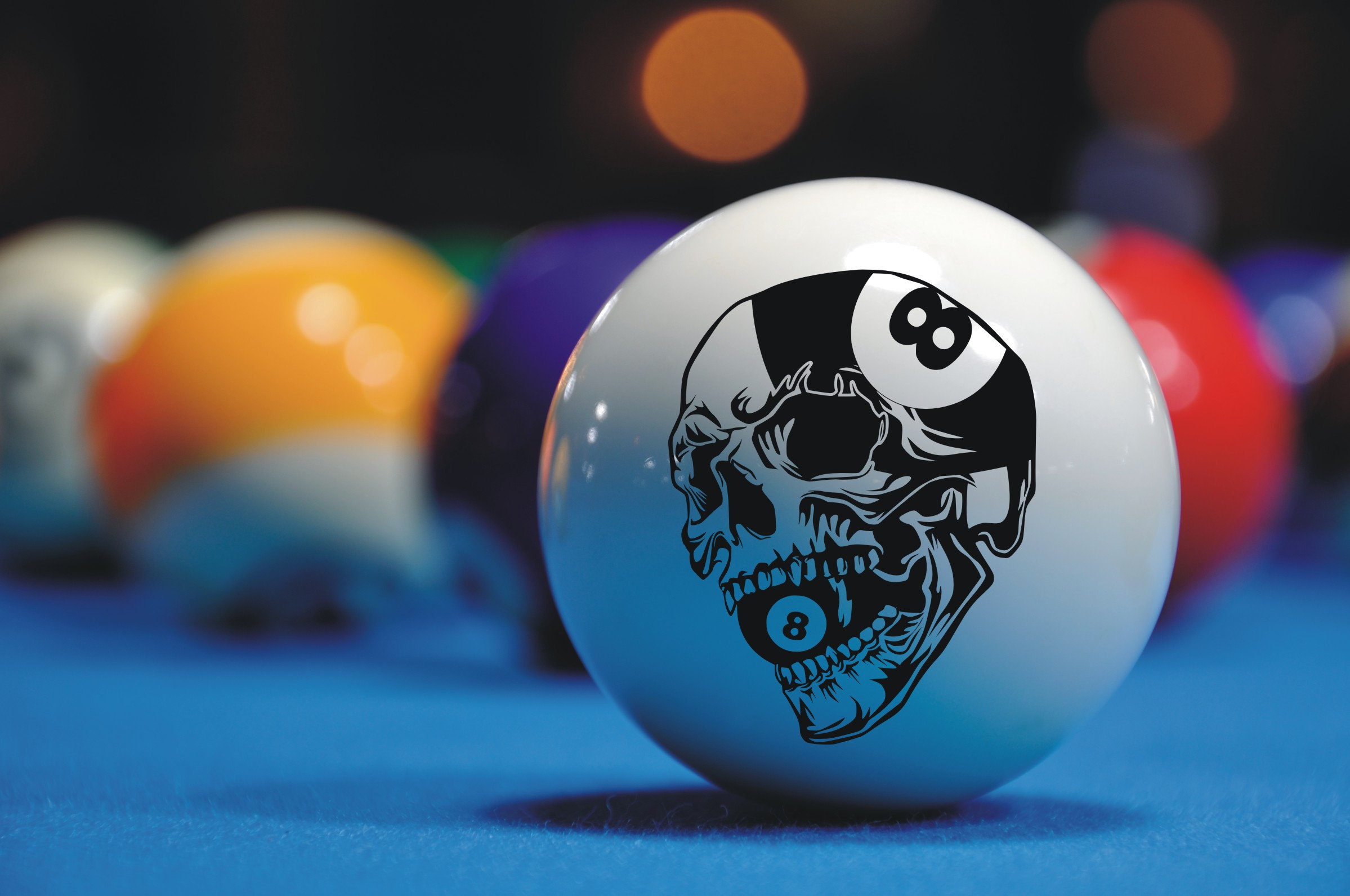 Two Heart Design Engraved Cue Ball, Billiards Cue Ball, Valentine's Day ...