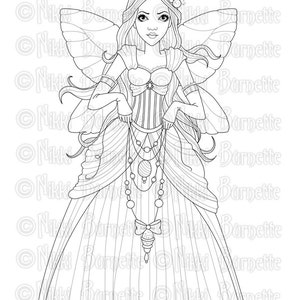 Digital Stamp Printable Coloring Page Fantasy Art Fairy Stamp With or ...
