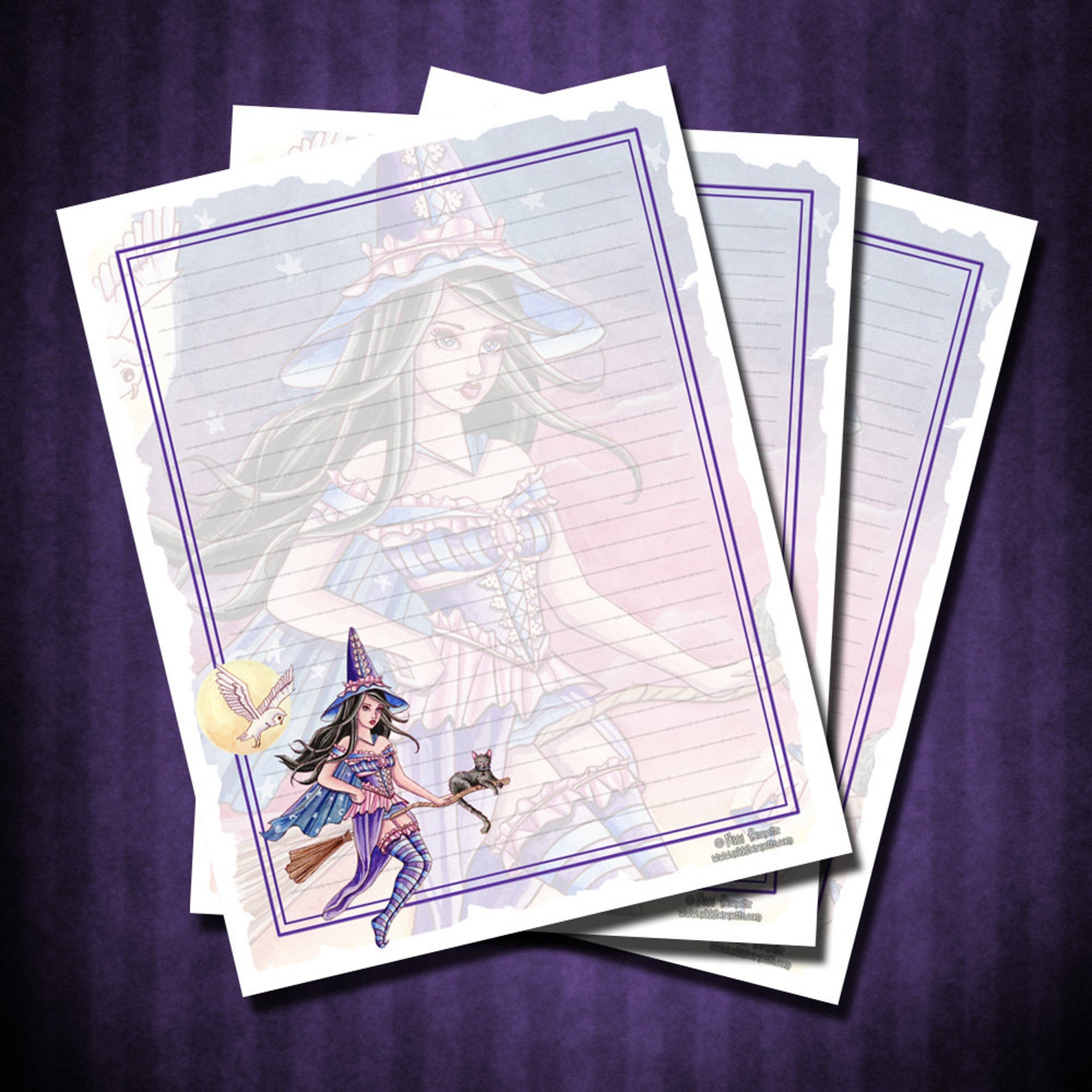 Witch Printable Stationery Paper Scrapbook Paper Digital - Etsy