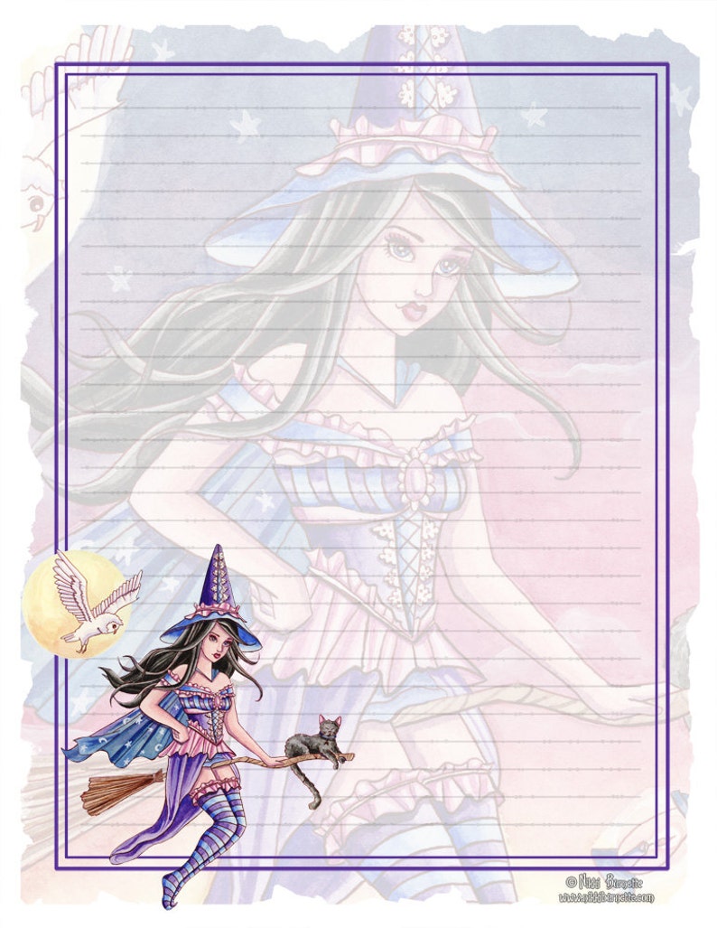 Witch Printable Stationery Paper Scrapbook Paper Digital - Etsy