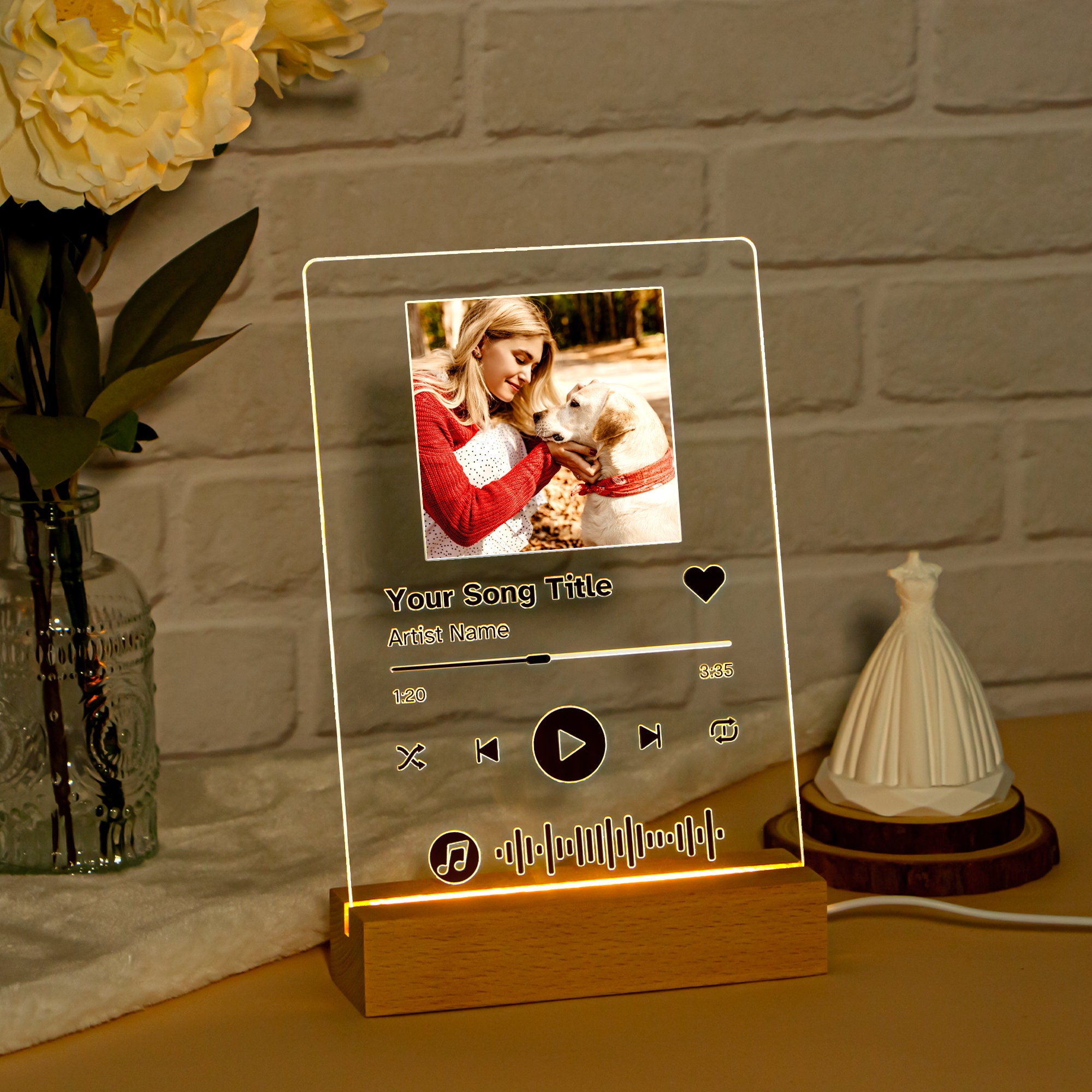 Custom Music Plaque With LED Stand, Personalised Music Plaque, Acrylic ...