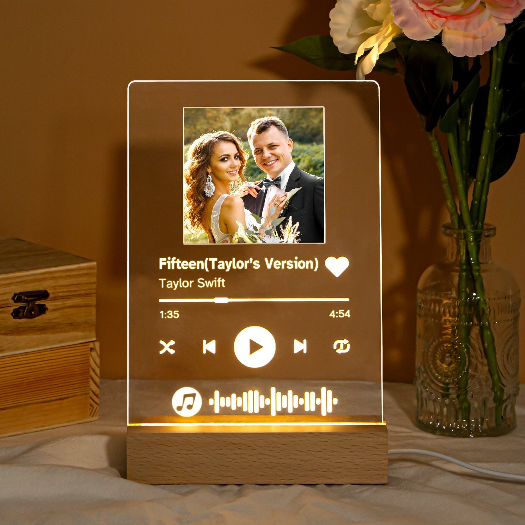 Custom Music Plaque With LED Stand, Personalised Music Plaque, Acrylic ...