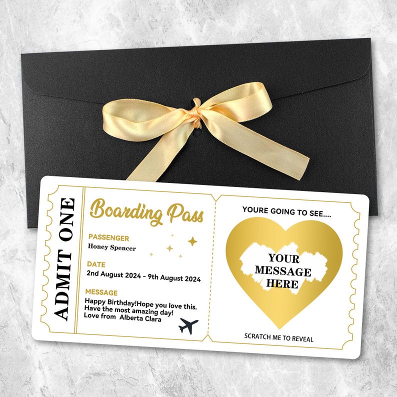 Scratch off Boarding Card, Custom Scratch Reveal Surprise Boarding Card ...