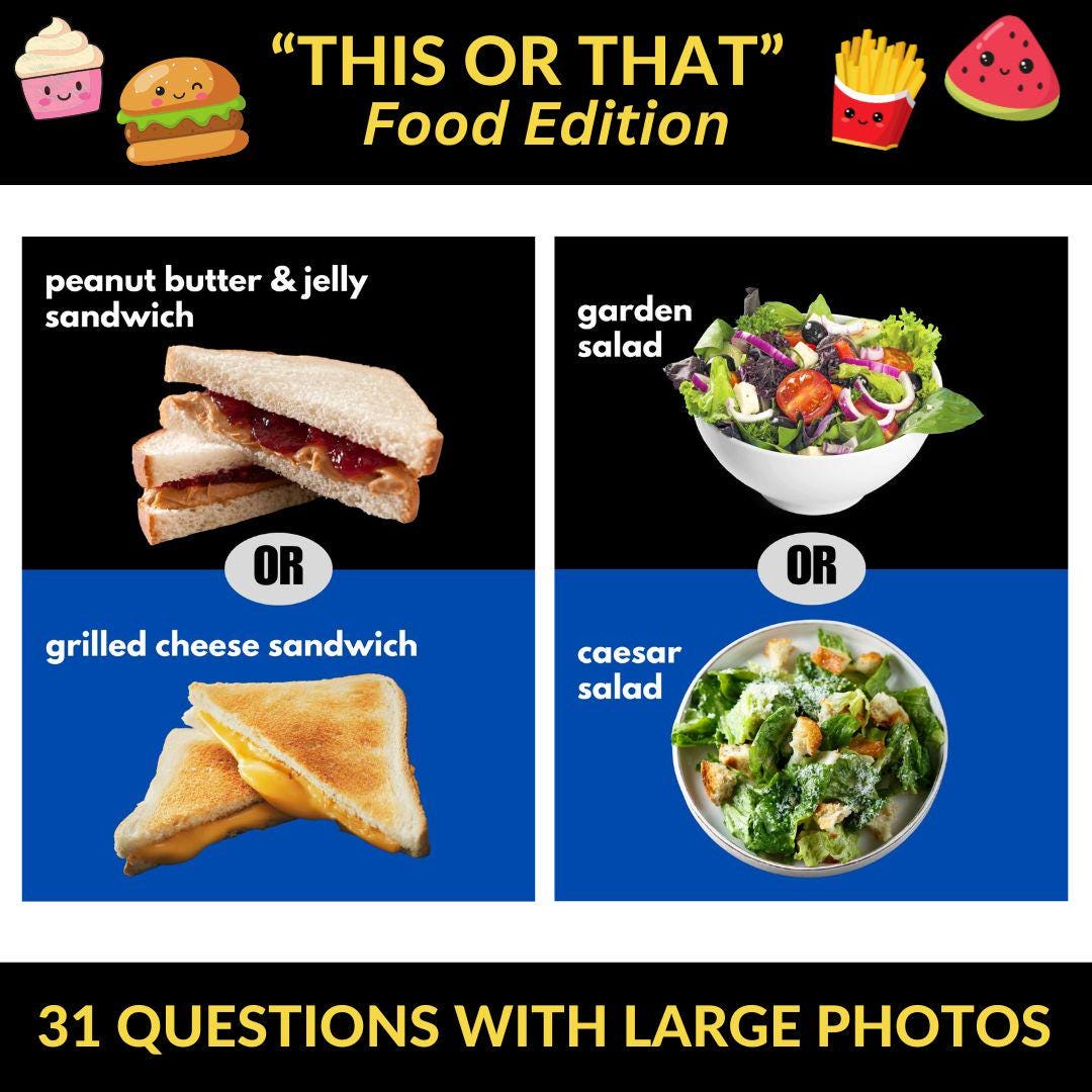 This or That Game, Would You Rather, Dementia Game, Alzheimer's ...