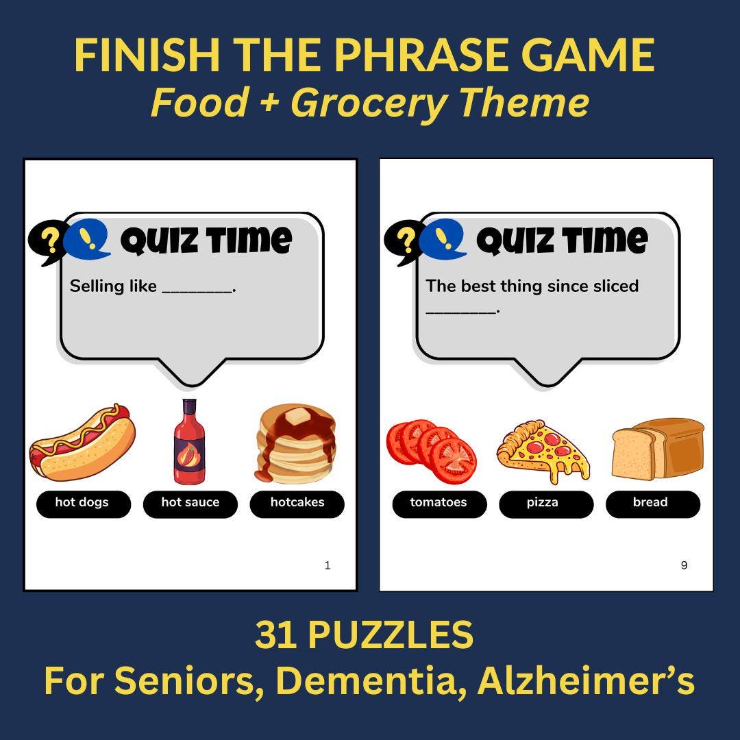 Finish the Phrase, Dementia Game, Complete the Expression, Alzheimer's ...