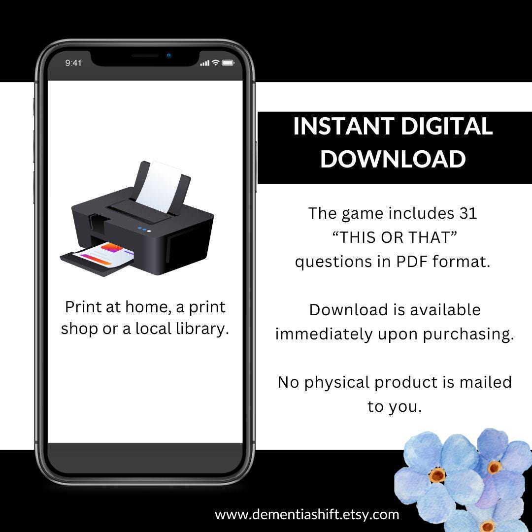 This or That Game, Would You Rather, Dementia Game, Alzheimer's ...