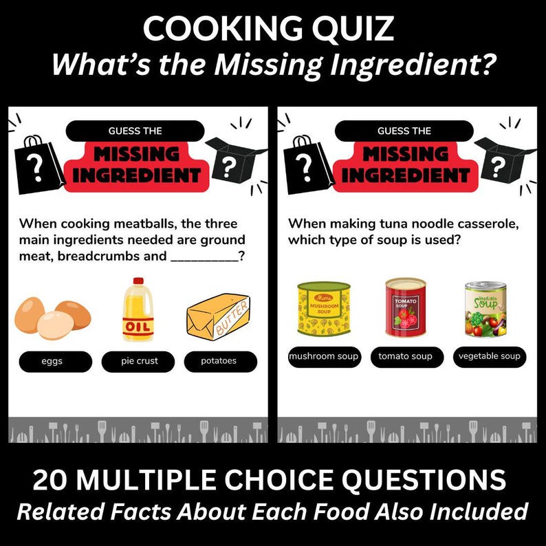 Senior Cooking Trivia Game: Alzheimer's Activity, Memory Care (digital ...