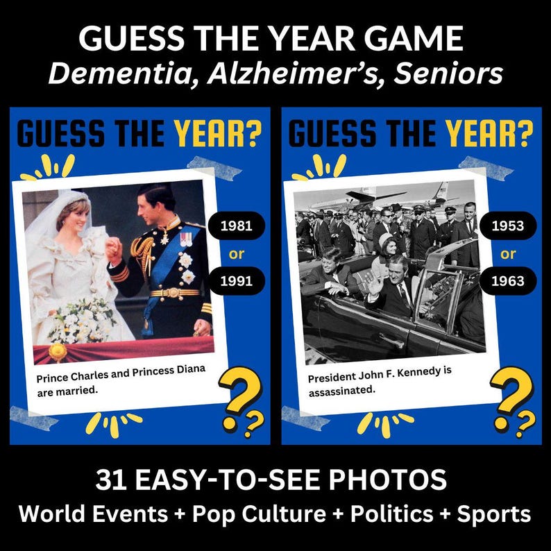 Guess the Year Game, Dementia Activity, Retirement Home, Seniors, Brain ...