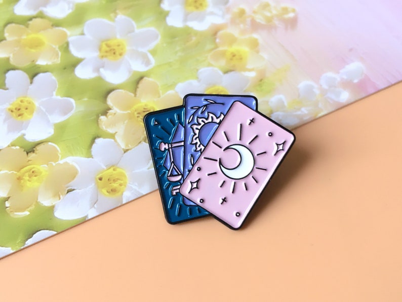 Magic Crystal, Moon, Tarot, Moth Enamel Pin Mystery Badge Pin Lapel Pin ...